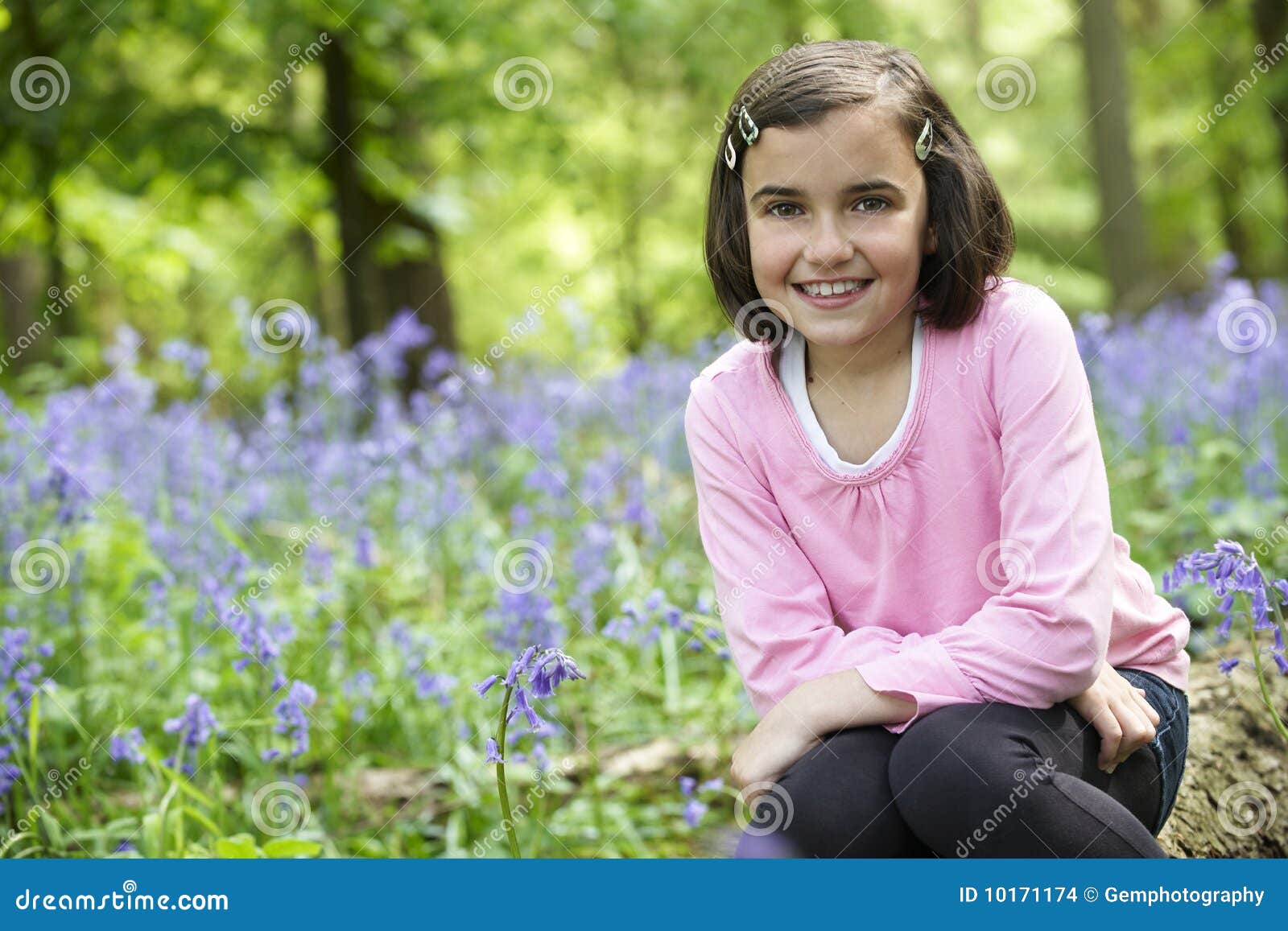 Child and bluebells stock photo. Image of cute, forest - 10171174