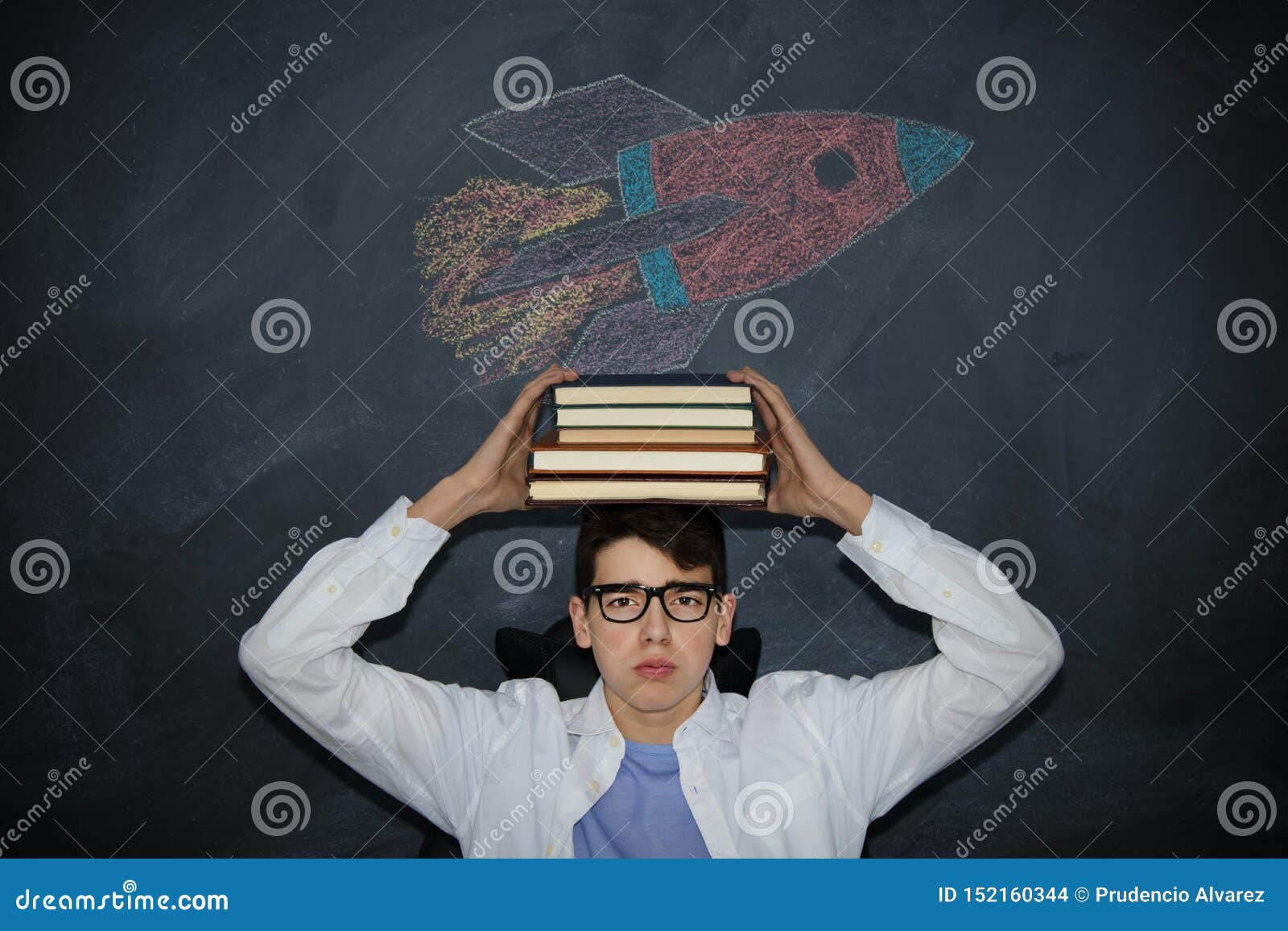 Child with Book and Spacecraft Stock Photo - Image of information, idea ...