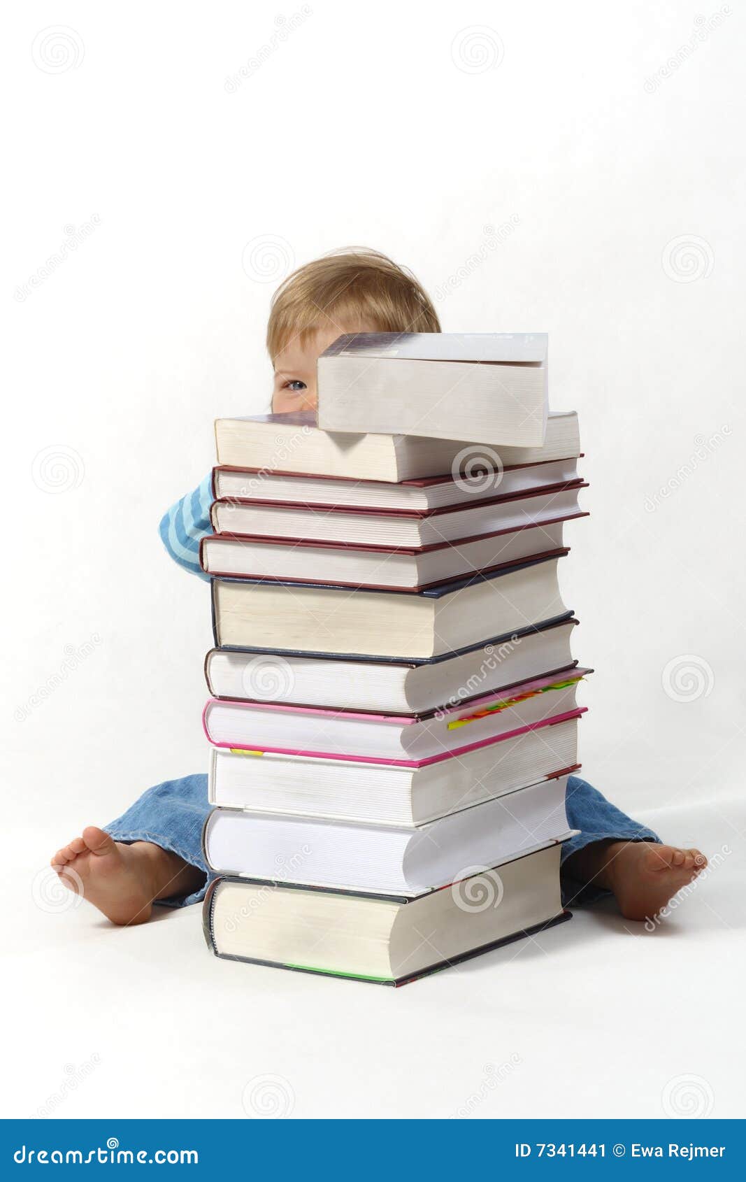 Child with books stock image. Image of data, female, white - 7341441