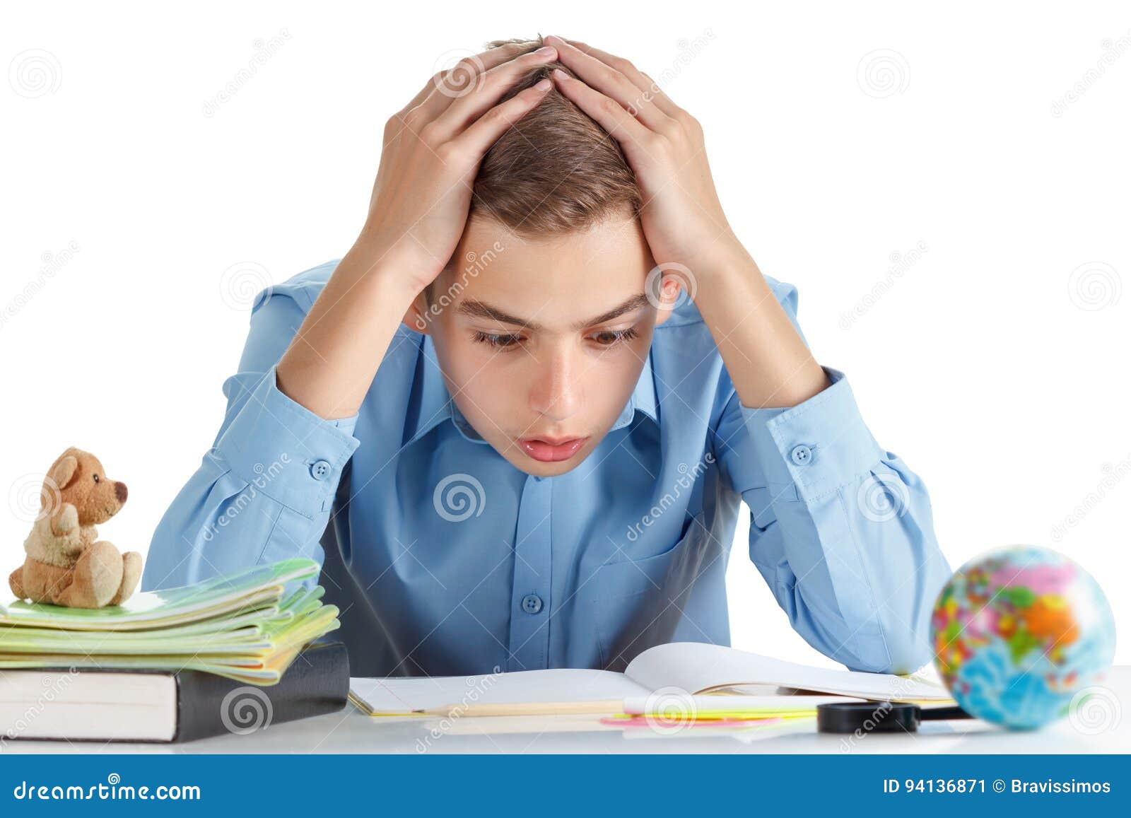 Child with Books, Isolate on White Stock Image - Image of student ...