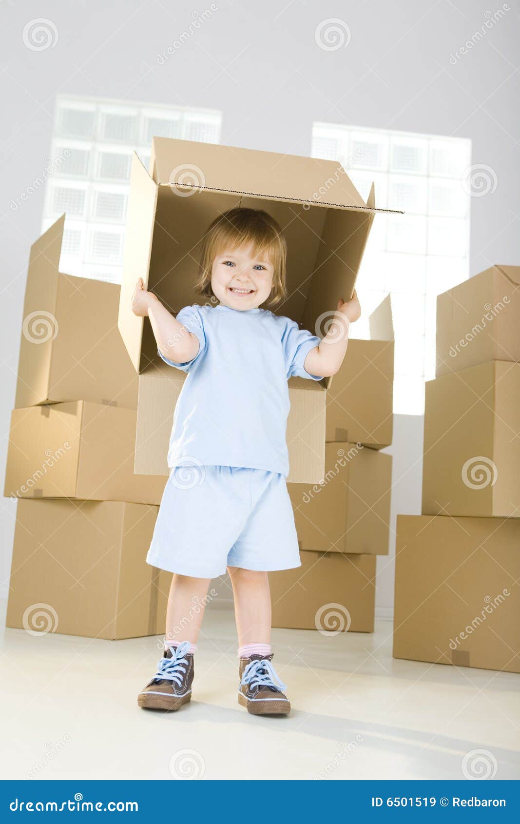 Child with boxes stock image. Image of package, person - 6501519