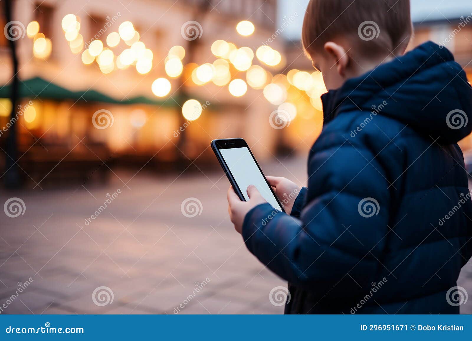 Child Boy Hand Hold Mobile Phone Stock Illustration - Illustration of ...