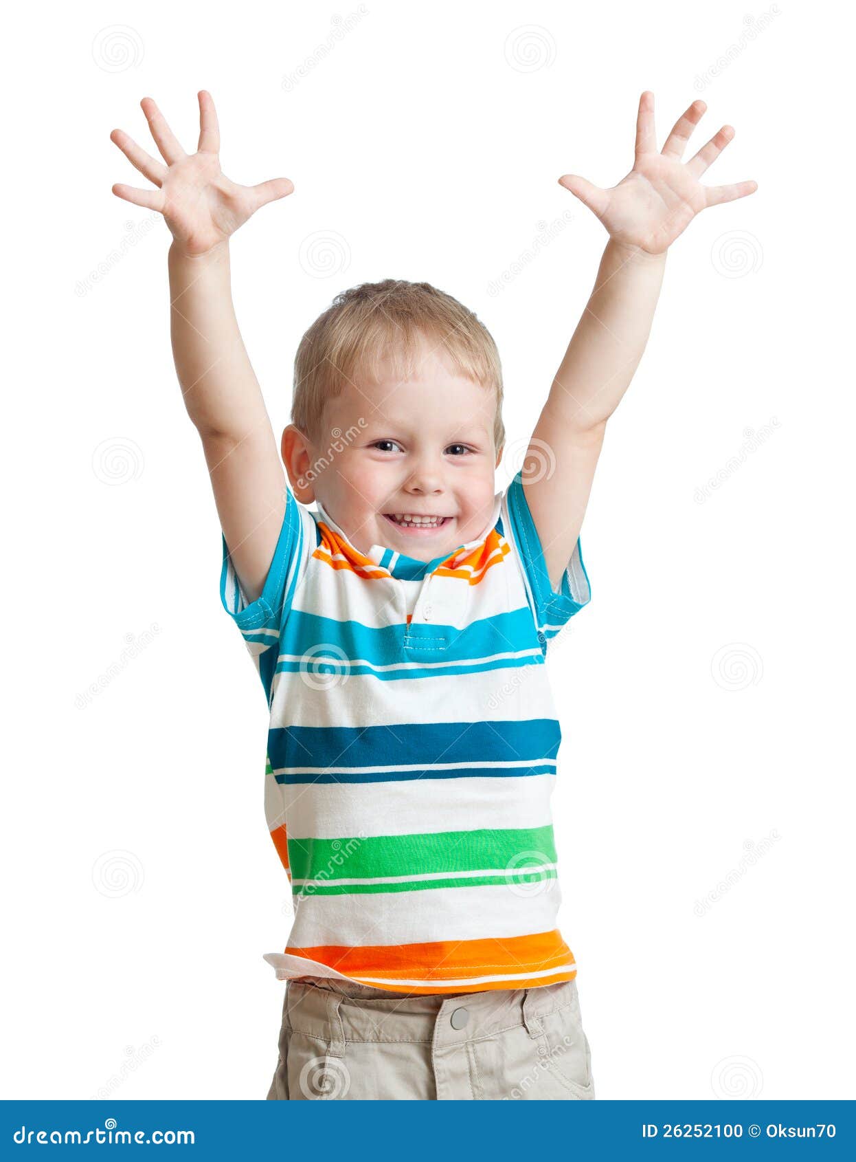Child Boy with Hands Up Isolated Stock Photo - Image of lifestyle ...