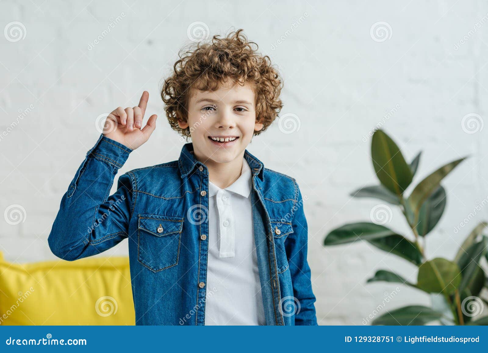 Child boy having an idea stock image. Image of gesture - 129328751