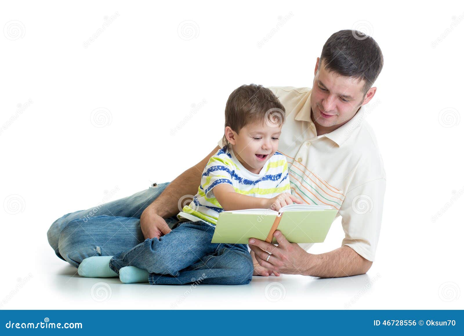 Child Boy and His Dad Read Book Stock Photo - Image of childhood ...