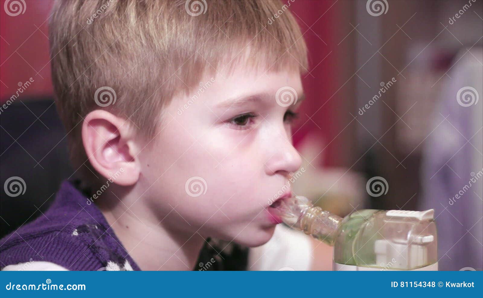 Child boy with inhaler stock footage. Video of mask, inhalation - 81154348