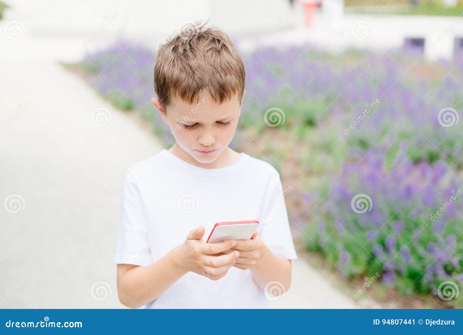 Child Boy Playing Mobile Games on His Smartphone Stock Image - Image of ...