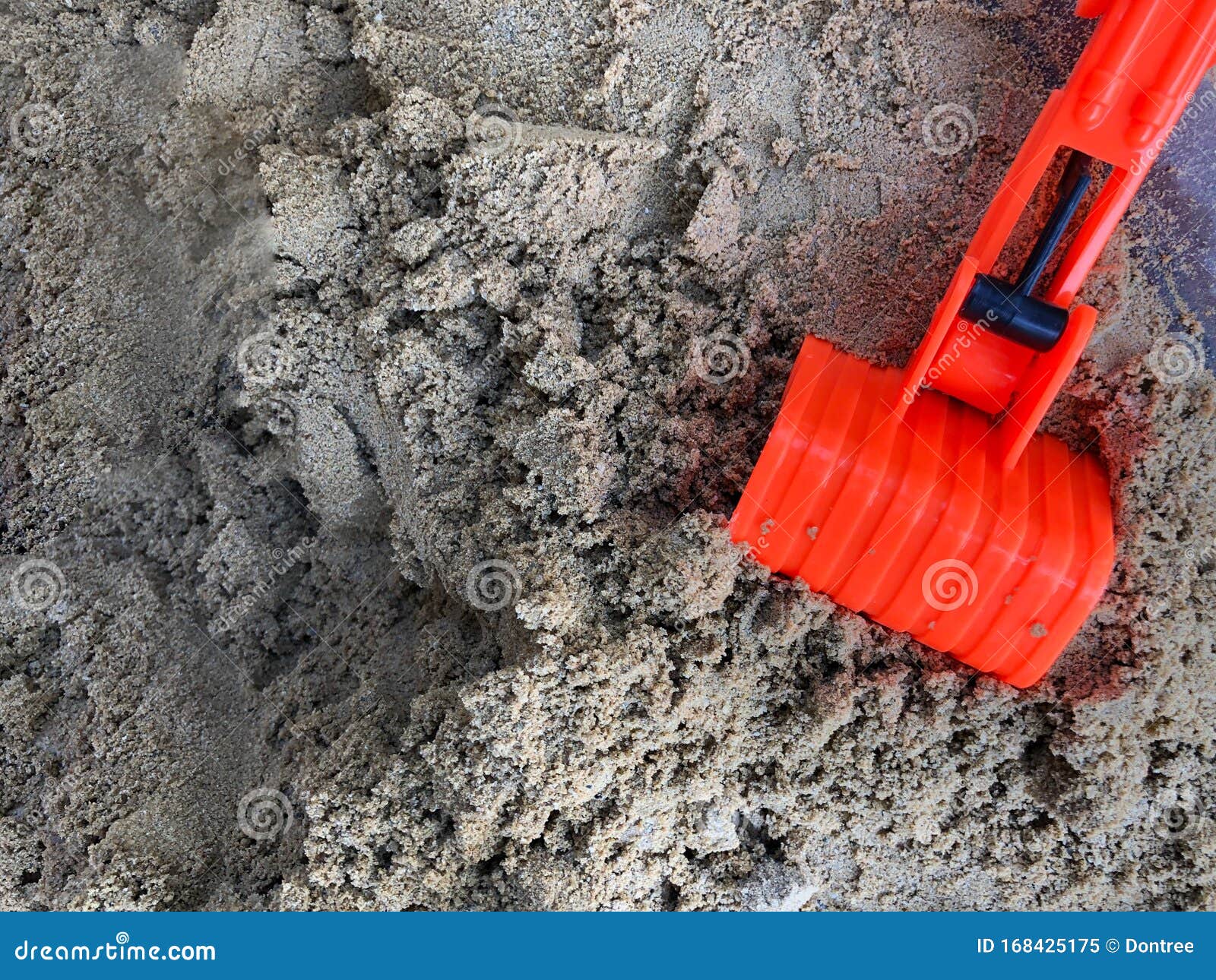 Child Boy Playing Orange Toy Loader on Sandbox Stock Image - Image of ...