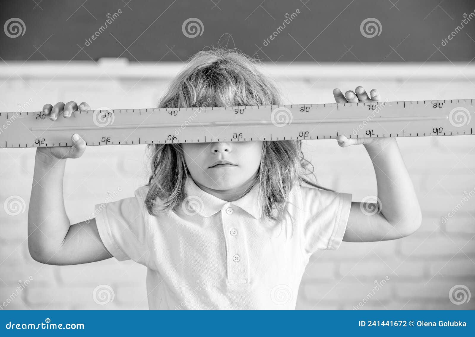Child Boy in School Holding Math Ruler Tool, School Stock Photo - Image ...