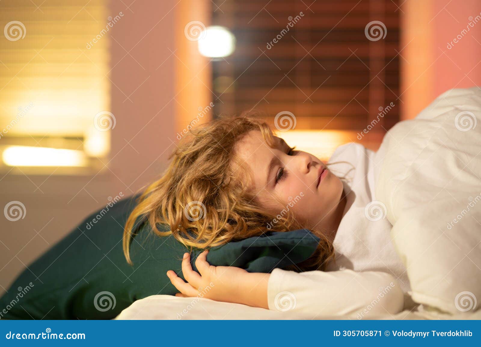 Child Boy Sleep, Napping. Kid Sleeping in Bed. Stock Image - Image of ...