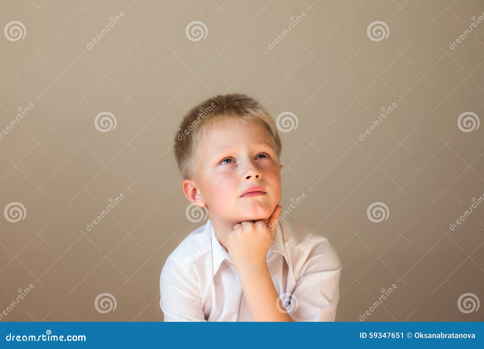 Child (boy) thinking stock image. Image of idea, expression - 59347651