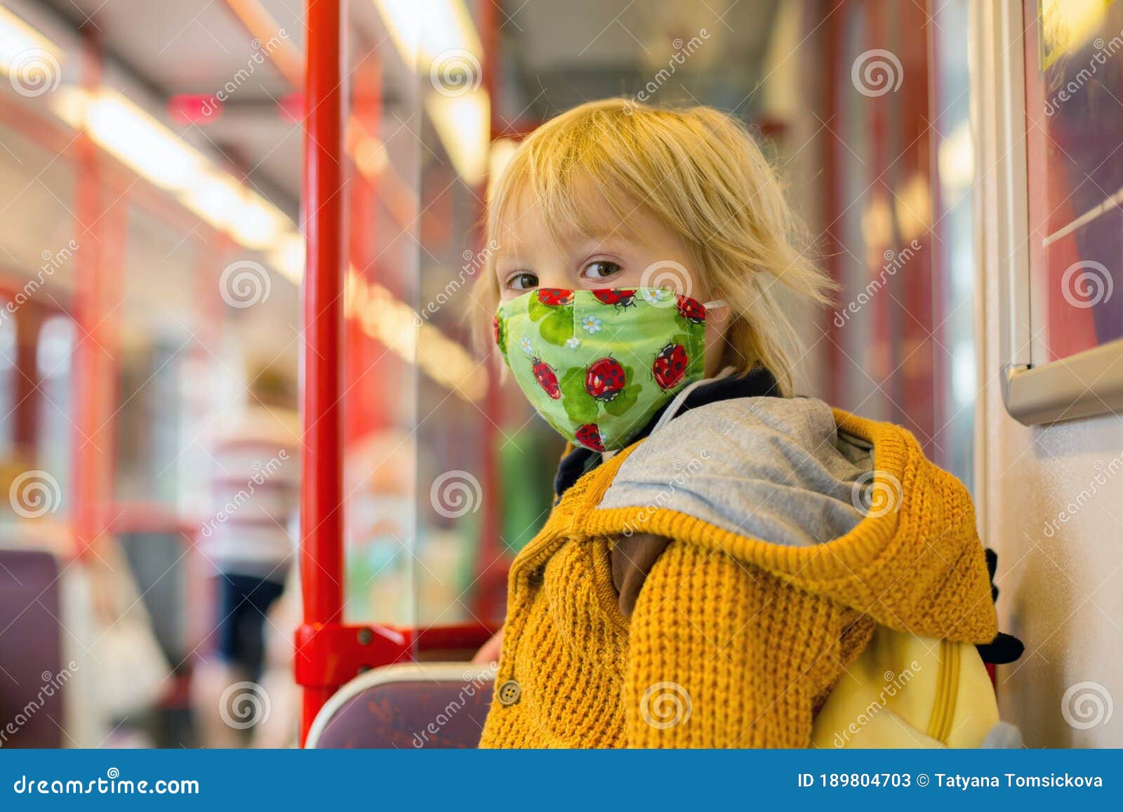 Child, Boy, Wearing Protective Mask in Underground. Sid in Subway in ...