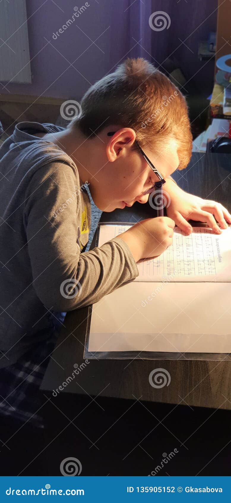 Child writing home work stock photo. Image of daycare - 135905152