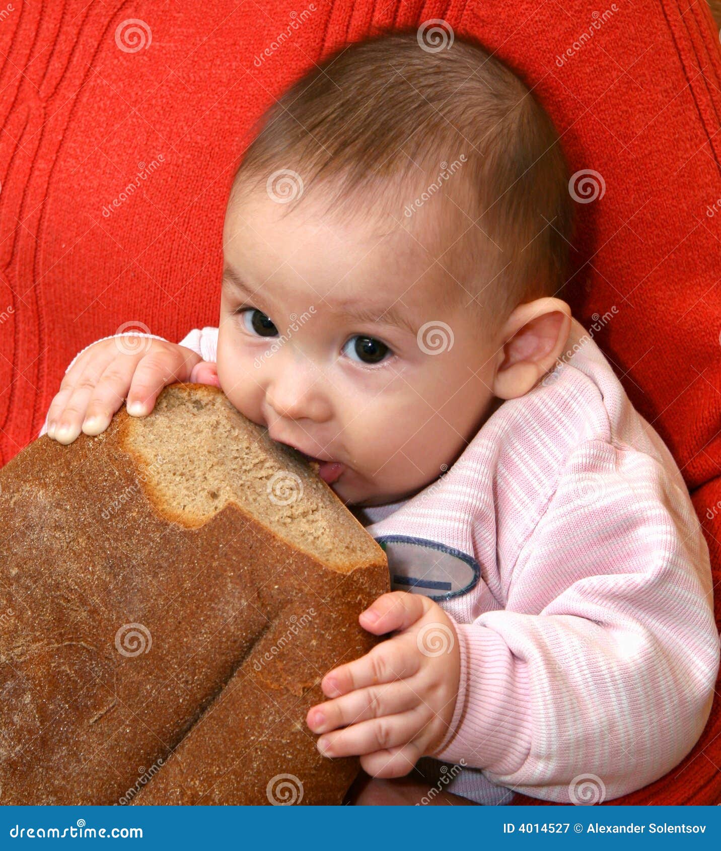 The child with bread stock image. Image of hungry, child - 4014527