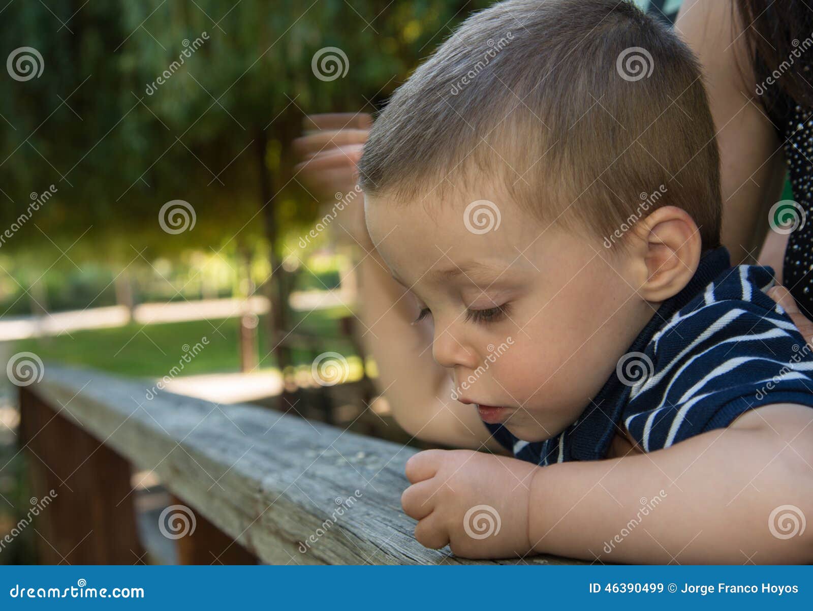 Child on a bridge stock image. Image of railing, beautiful - 46390499