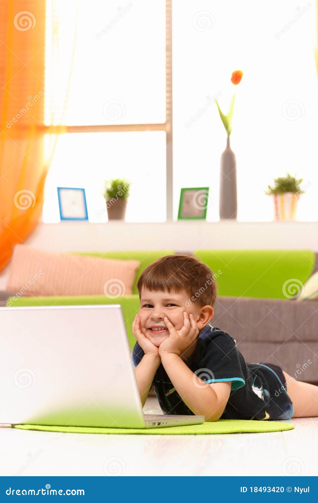 Child Browsing Internet Computer at Home Stock Photo - Image of casual ...