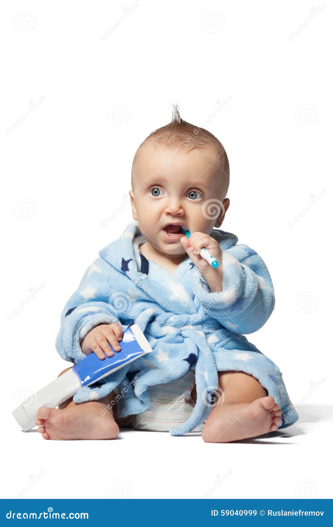 Child Brushing Teeth, Isolated on White Background Stock Image - Image ...