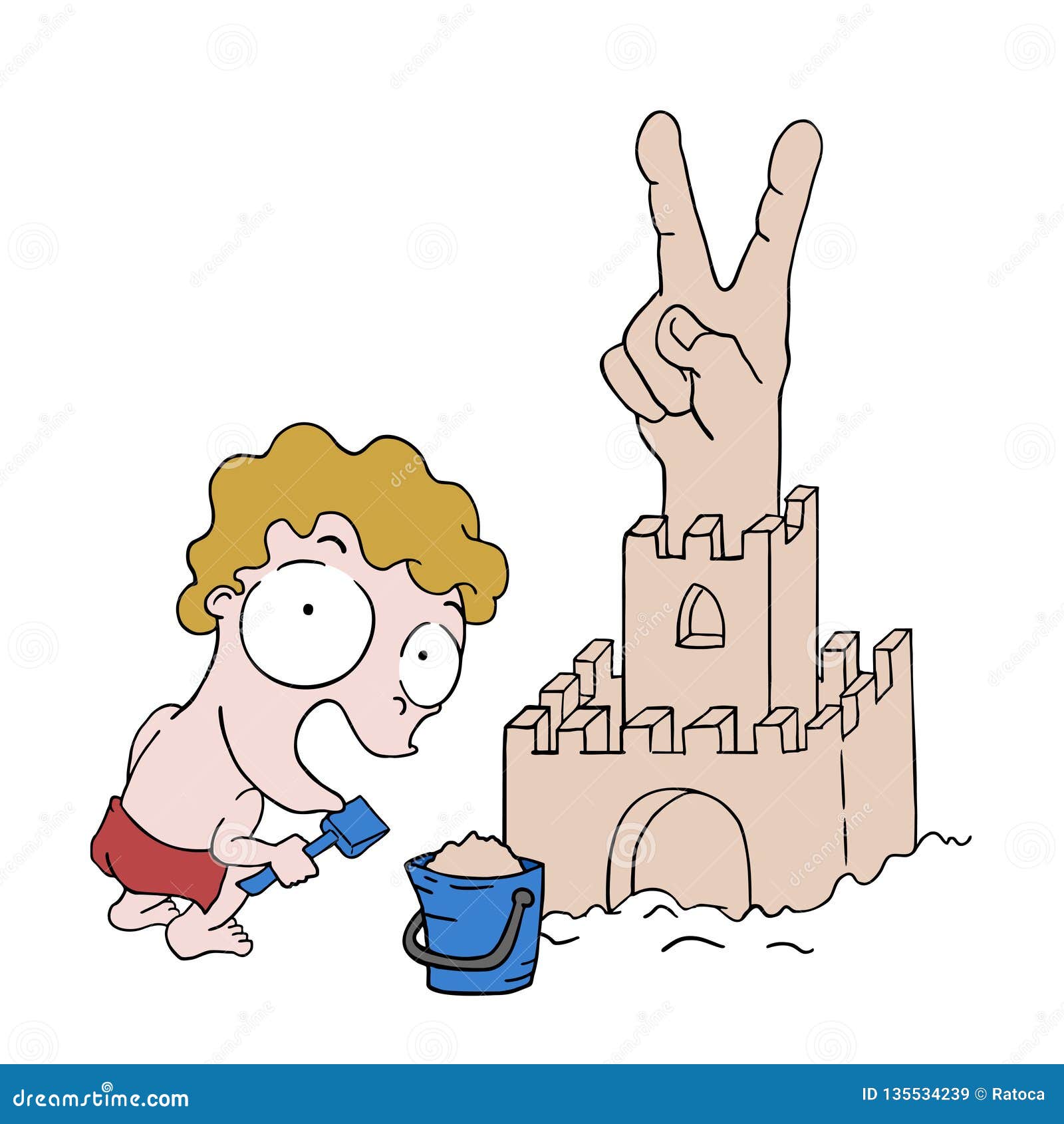 Child Building a Sandcastle Stock Vector - Illustration of hand ...