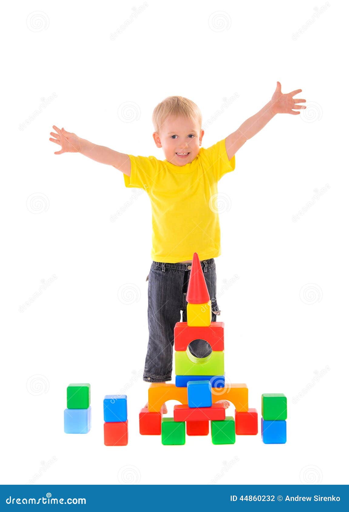 A Child Builds A Pyramid Of Cubes Stock Image | CartoonDealer.com ...
