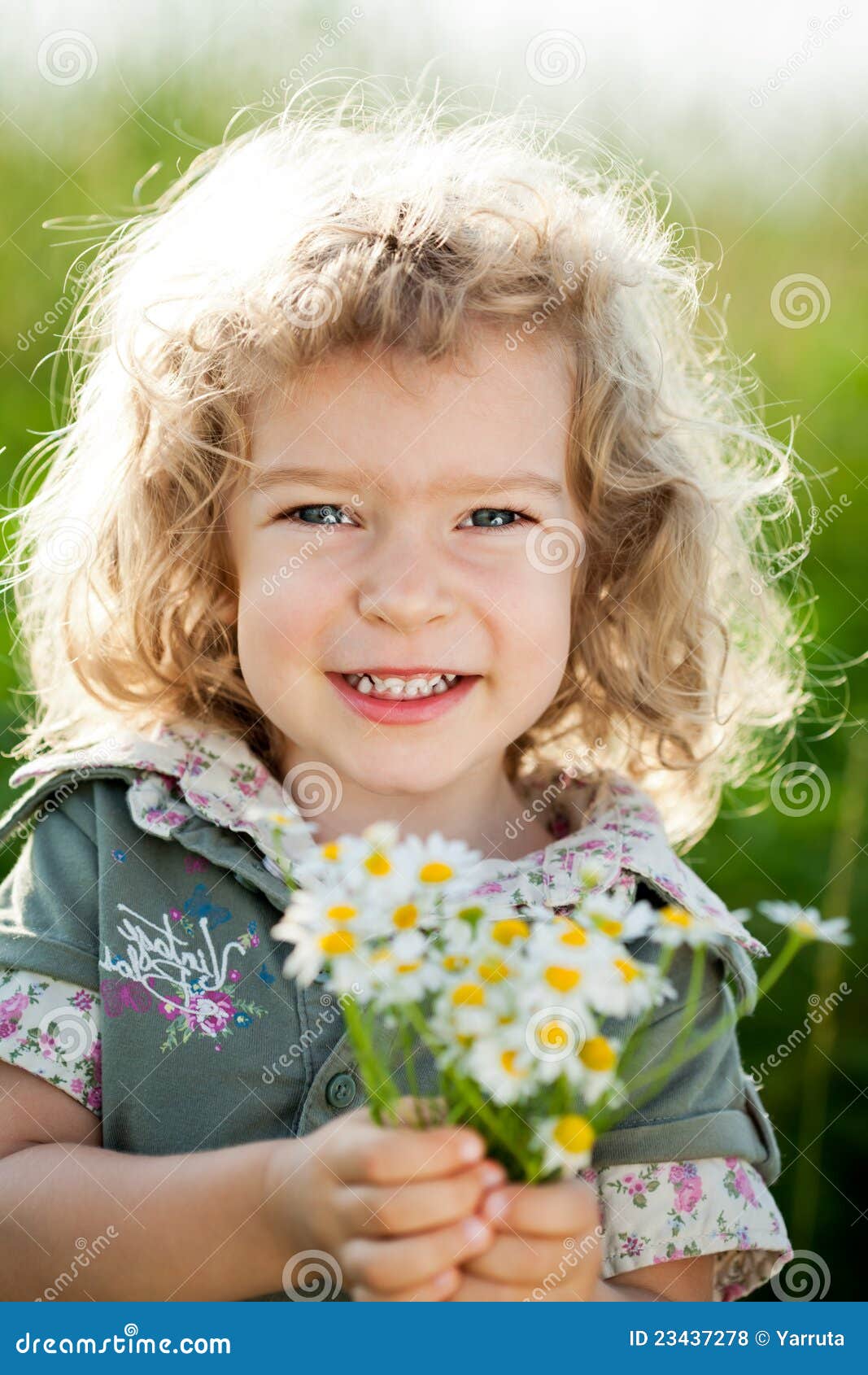 Child with Bunch of Spring Flowers Stock Photo - Image of ecology ...