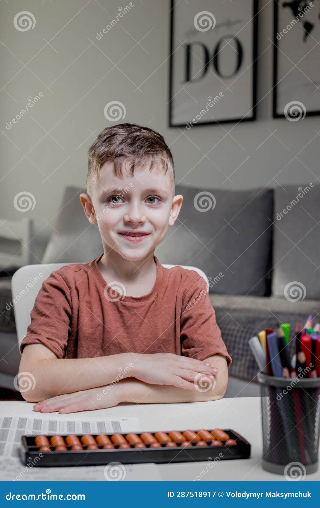 Child Calculates an Arithmetic Problem Orally. Mental Arithmetic Stock ...