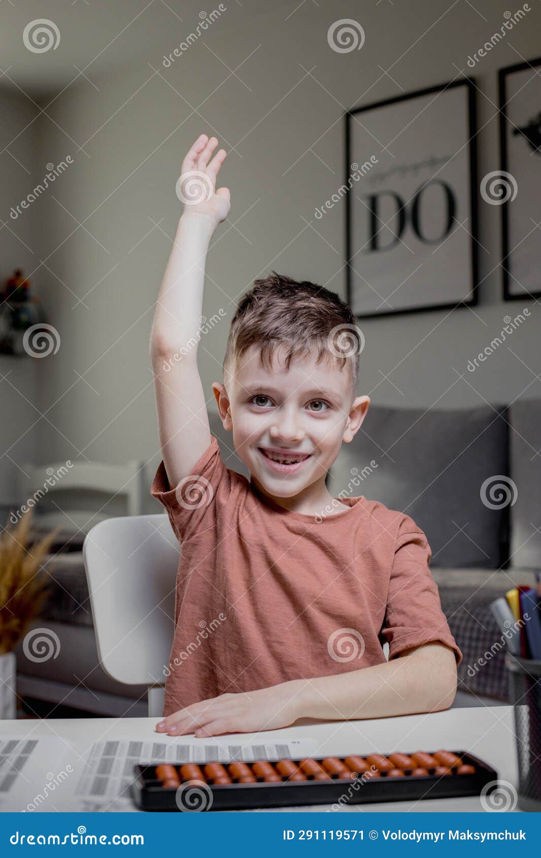 Child Calculates an Arithmetic Problem Orally. Mental Arithmetic Stock ...