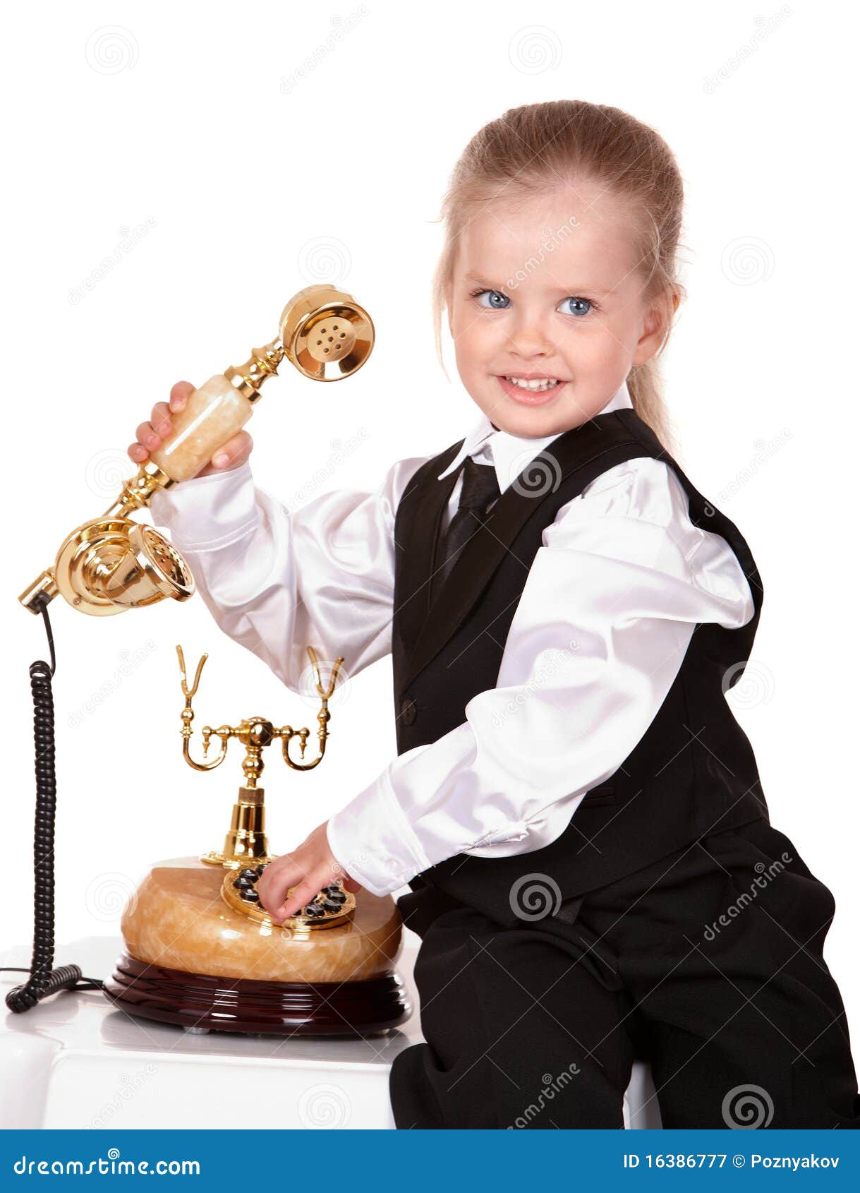 Child calling by phone. stock image. Image of business - 16386777