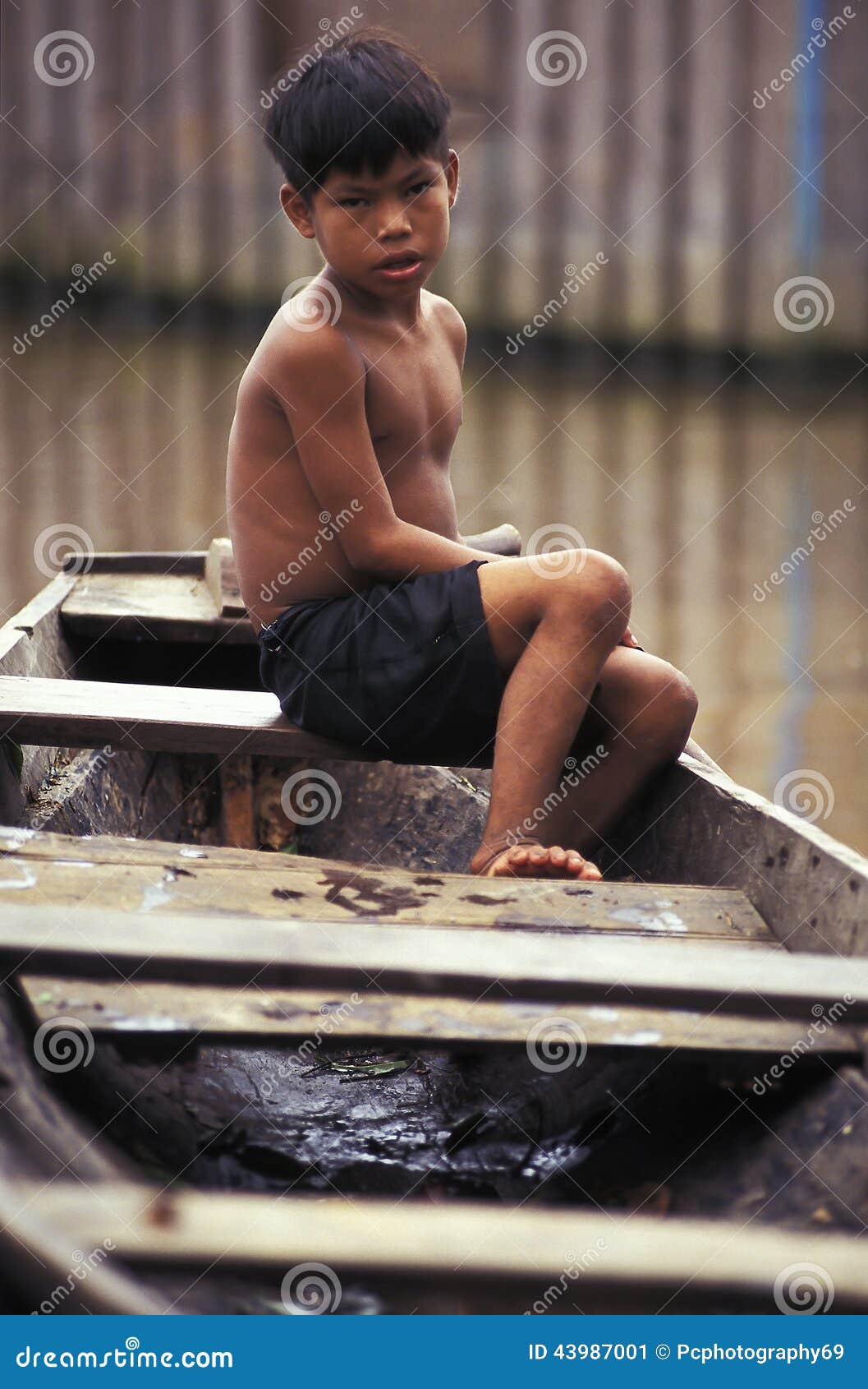 Child on Canoe in the Amazon, Brazil. Editorial Photo - Image of ...