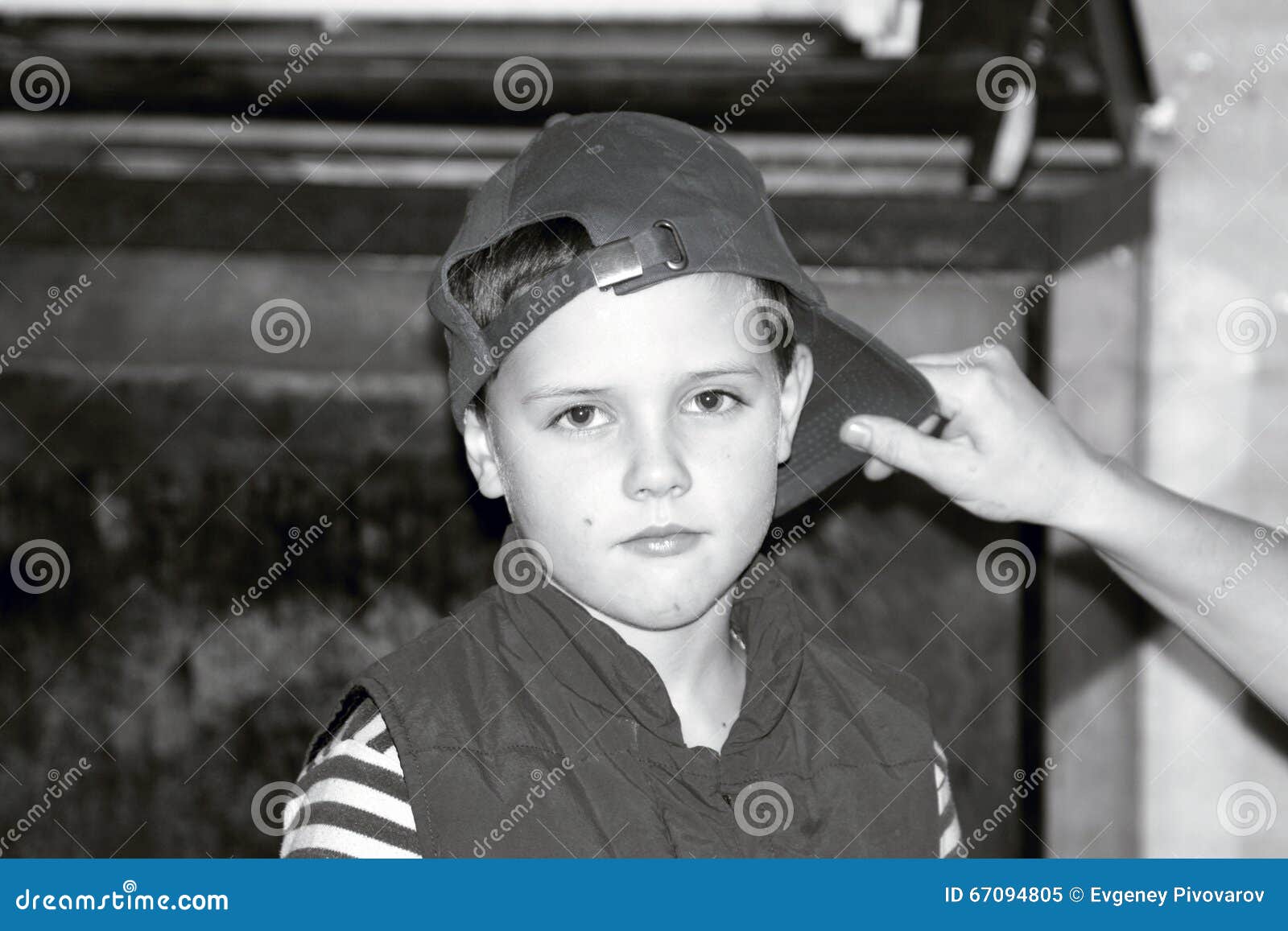 Child in the cap stock image. Image of uniform, childhood - 67094805