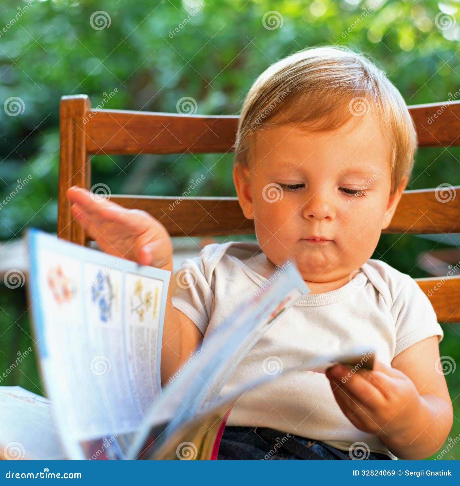 Child carefully reading stock image. Image of happy, caucasian - 32824069
