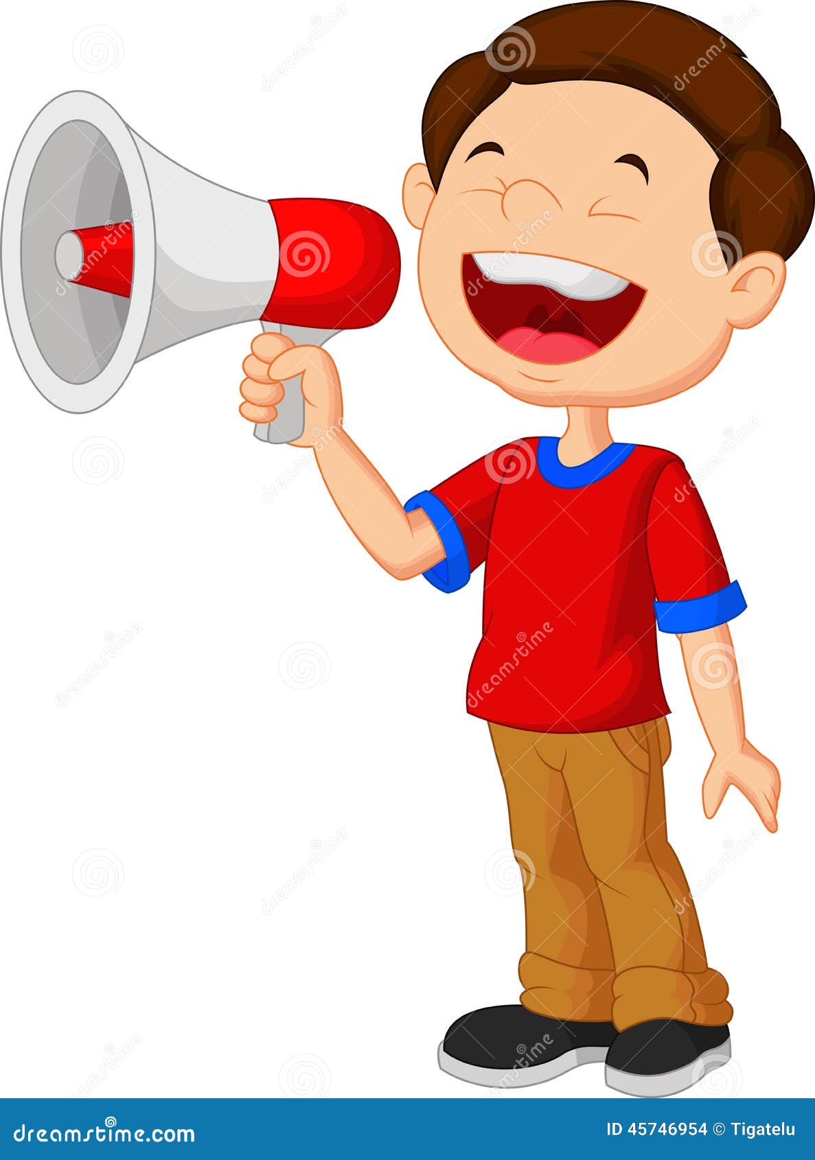 Child Cartoon Screaming into a Megaphone Stock Vector - Illustration of ...