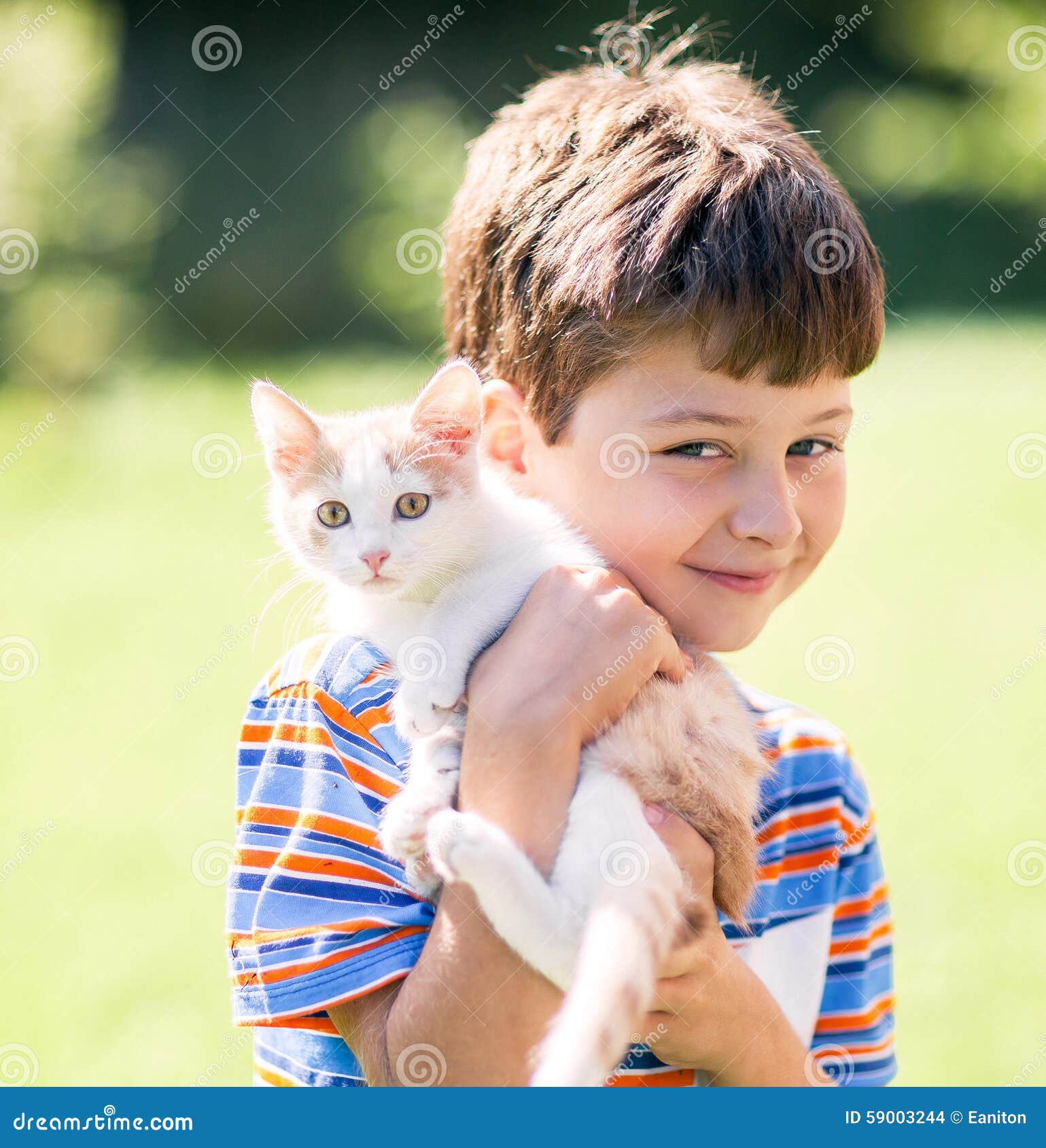Child with cat stock photo. Image of fine, happy, childhood - 59003244