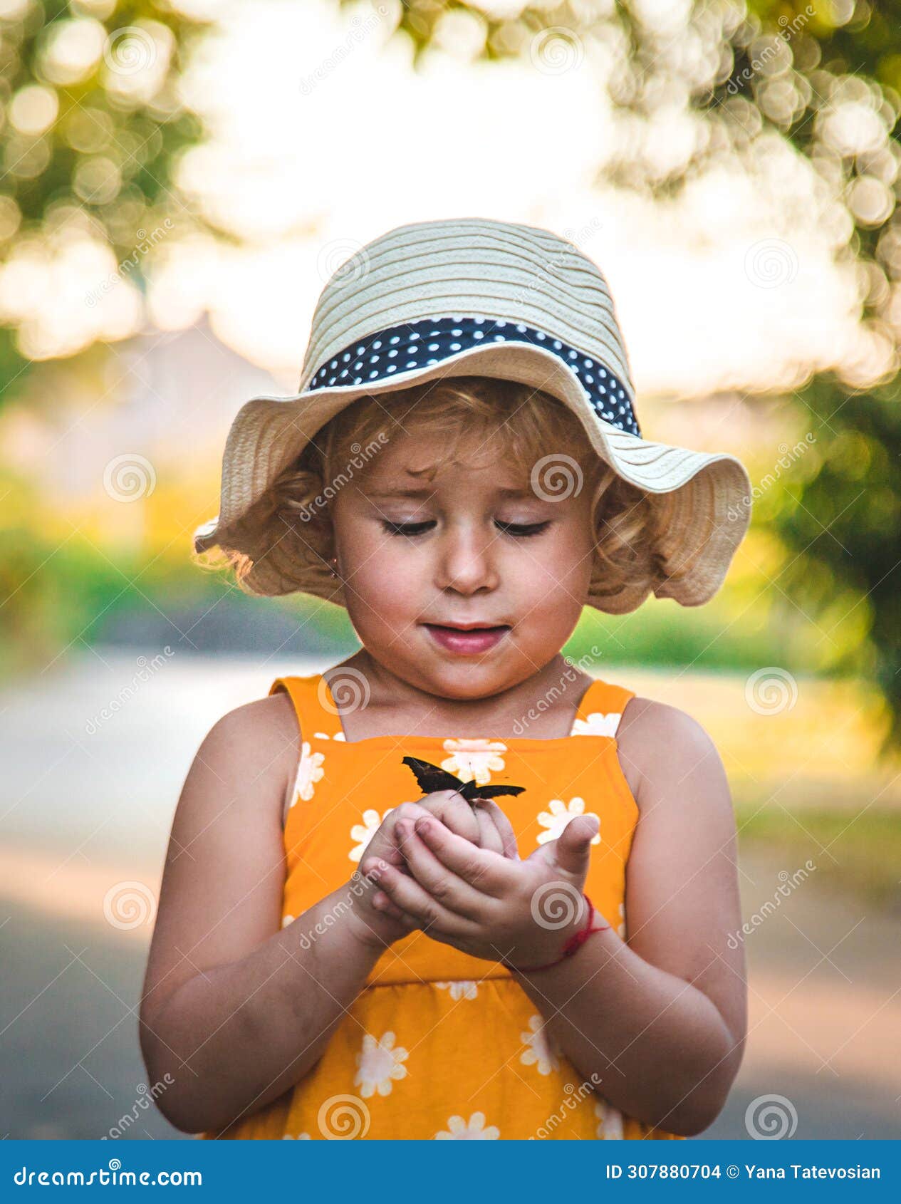 A Child Catches a Butterfly in Nature. Selective Focus Stock Photo ...