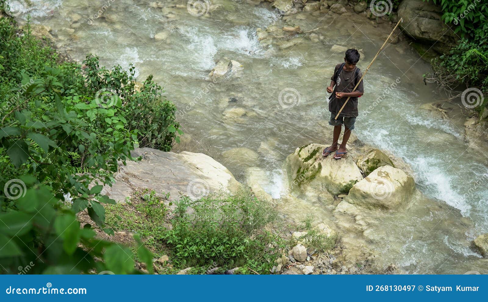 Child Catching Fish in River Image Hd Editorial Photography - Image of ...