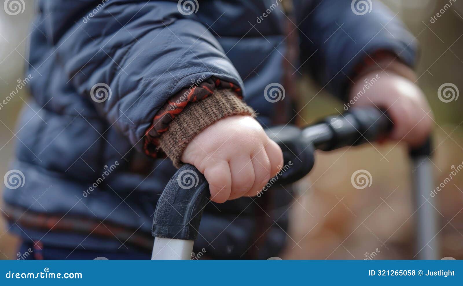 A Child with Cerebral Palsy Using a Walking Stick for Assistance with ...