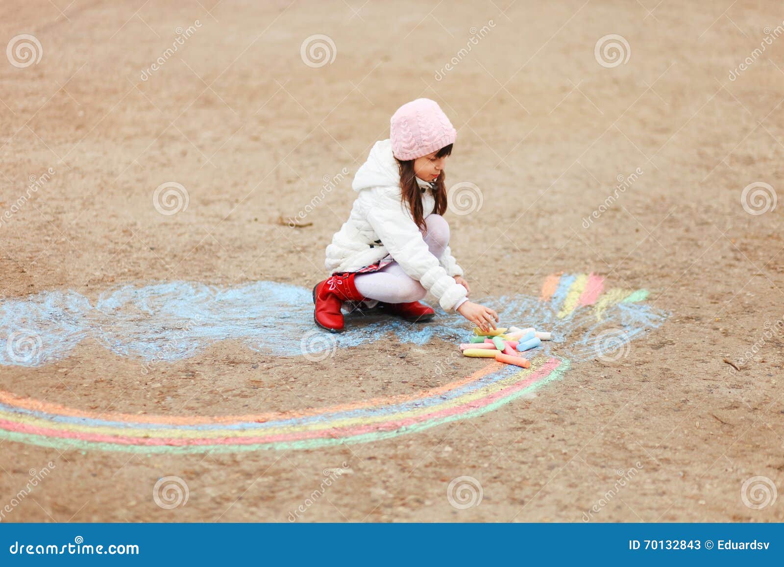 The child and chalk. stock image. Image of creativity - 70132843