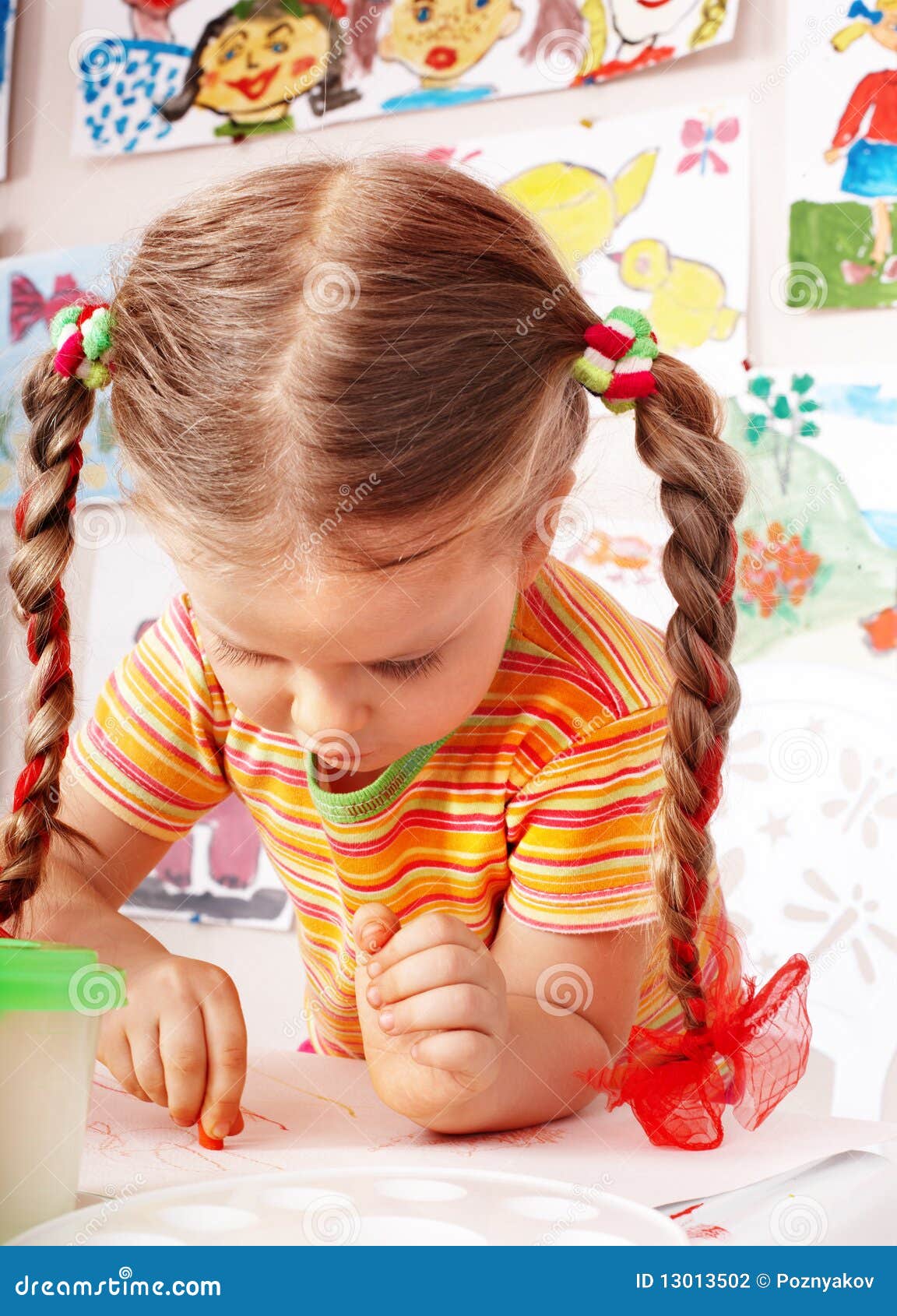 Child With Chalk Draw In Playroom. Stock Photo | CartoonDealer.com ...