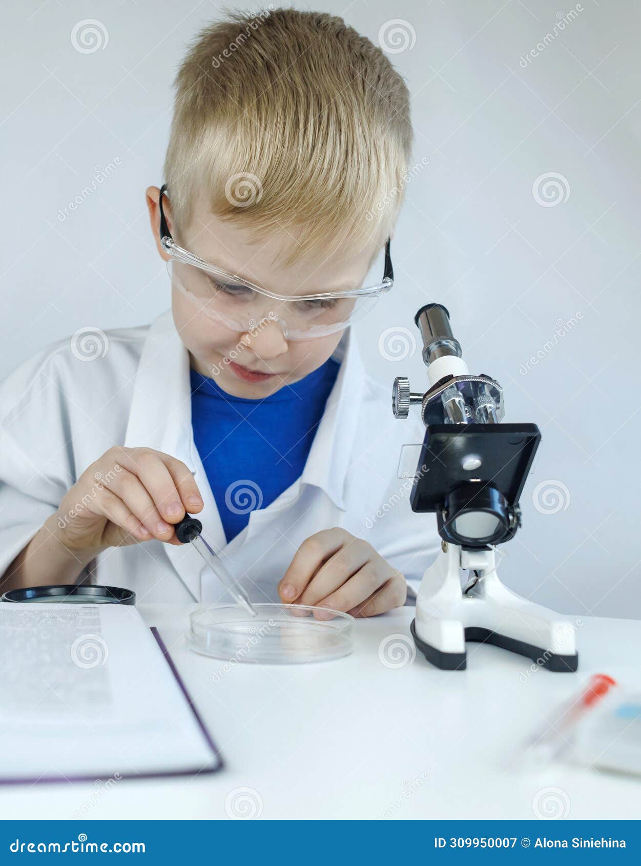 Child Chemist. Teacher Shows a Visual Experiment. a Science Mentor ...