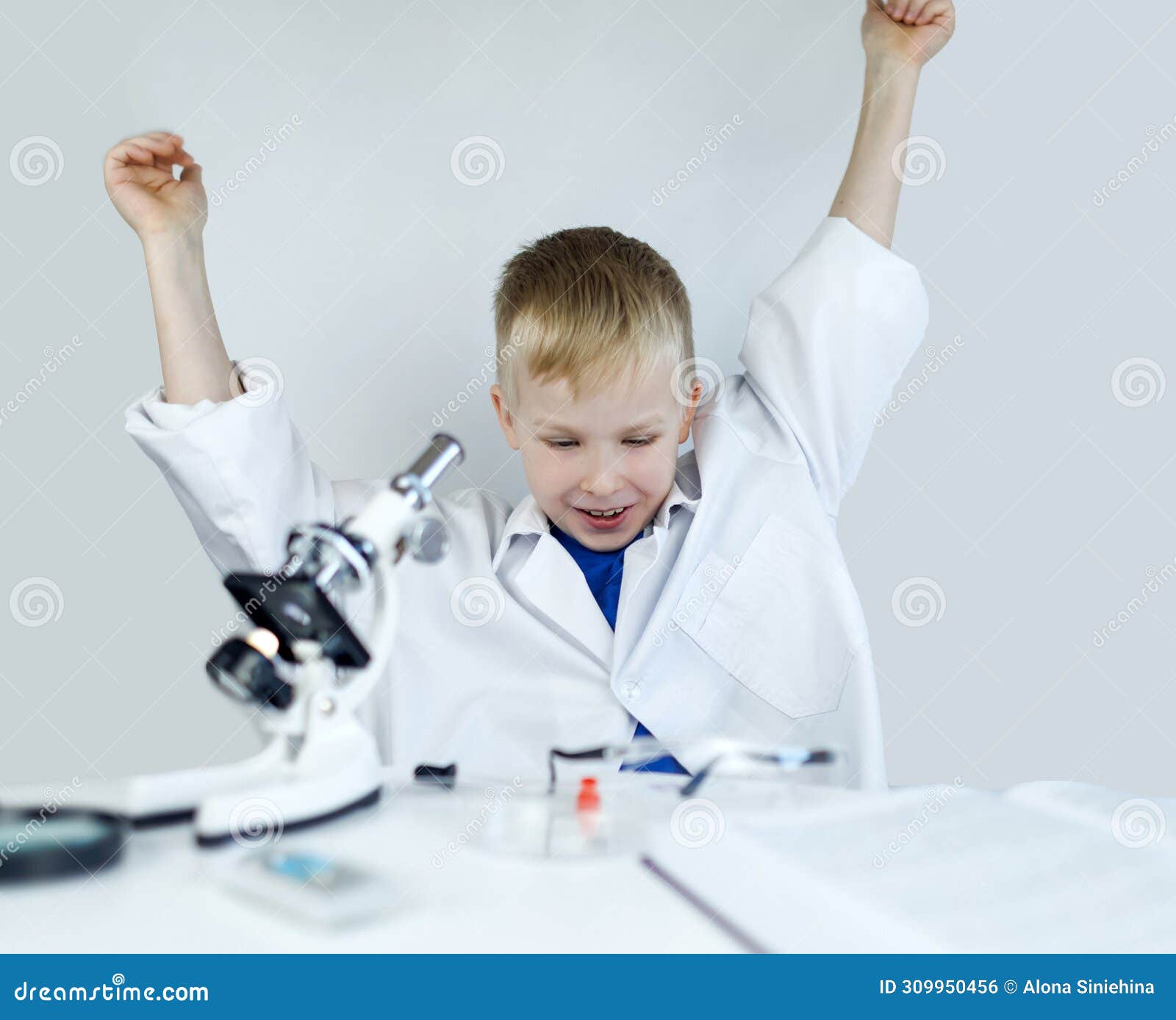 Child Chemist. Teacher Shows a Visual Experiment. a Science Mentor ...