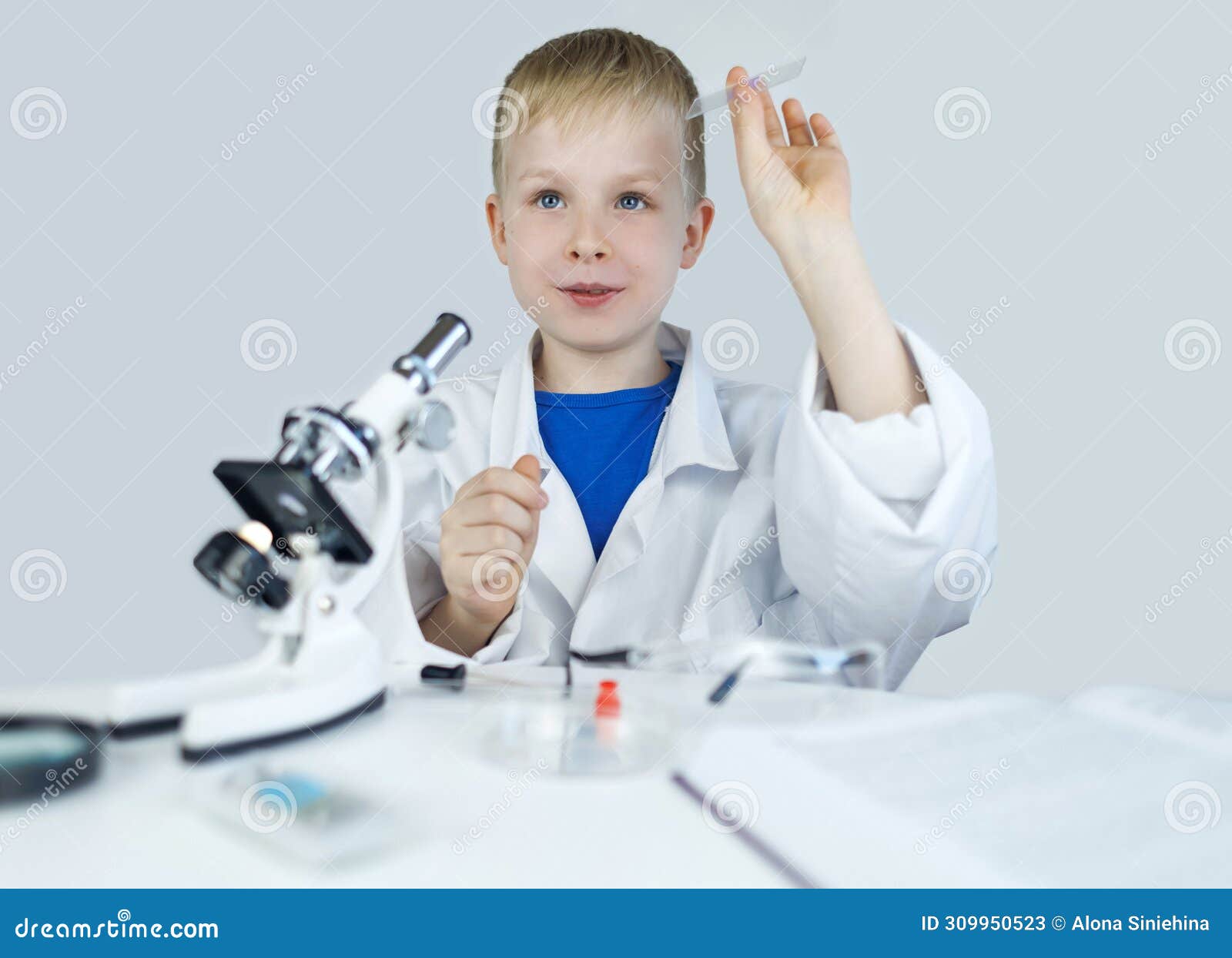 Child Chemist. Teacher Shows a Visual Experiment. a Science Mentor ...