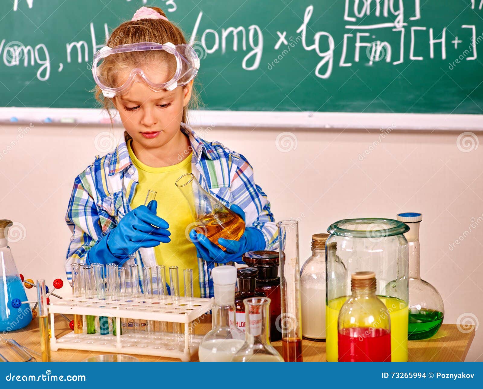 Child in chemistry class. stock photo. Image of laboratory - 73265994