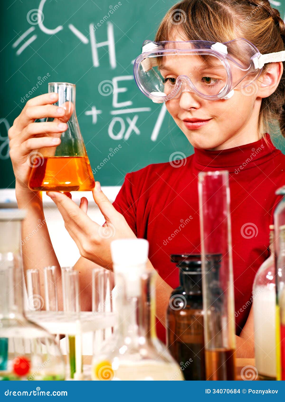 Child in chemistry class. stock photo. Image of happy - 34070684