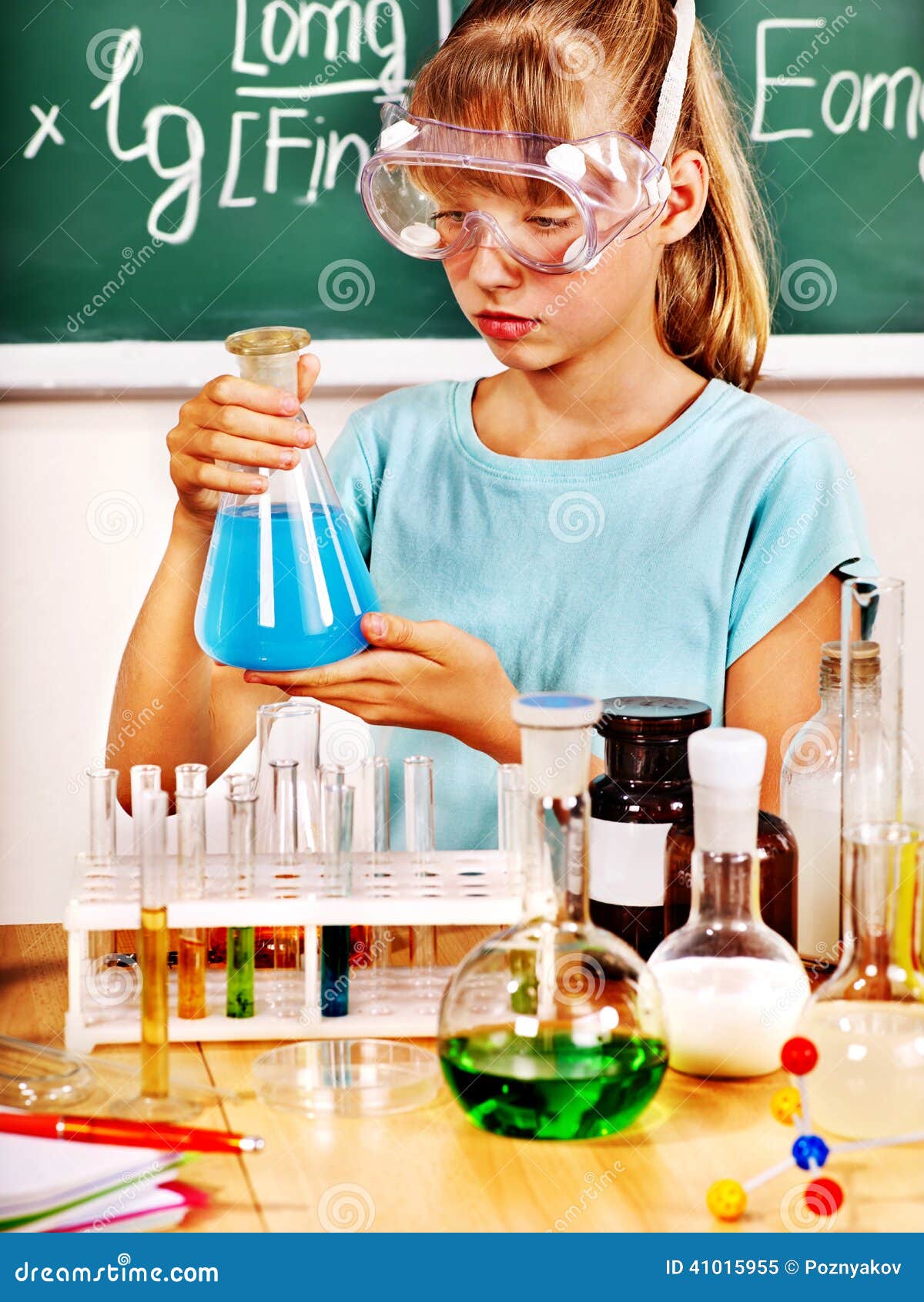 Child in chemistry class. stock image. Image of lesson - 41015955