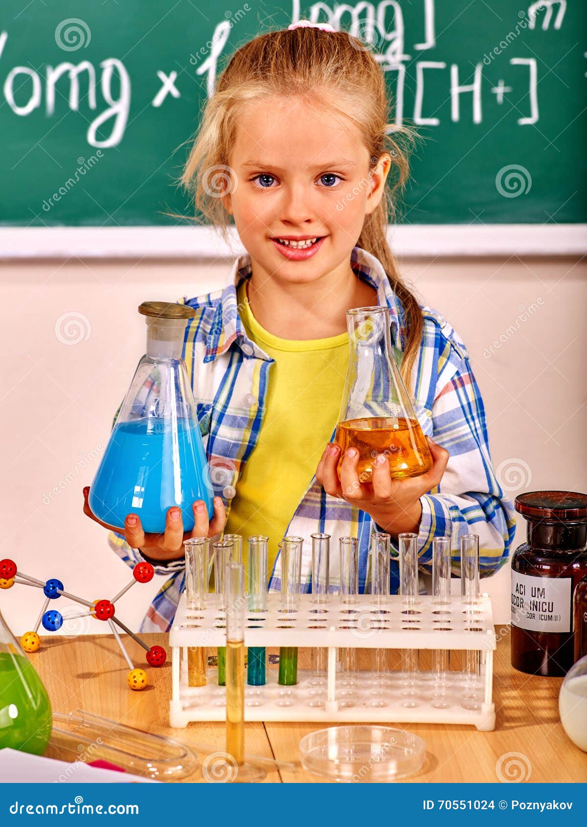 Child in chemistry class. stock photo. Image of lesson - 70551024