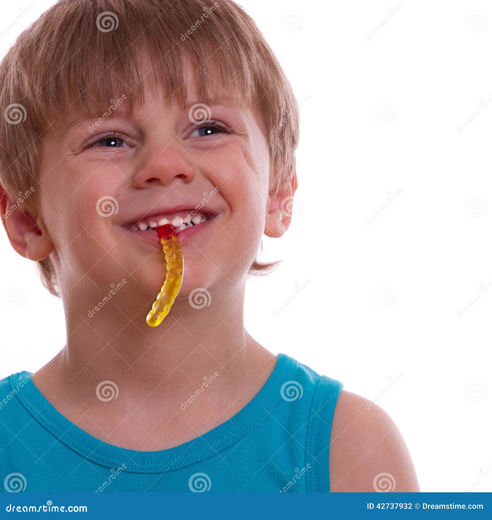 Child Chews Gummy Bears and Laughs Stock Photo - Image of fruit, chew ...
