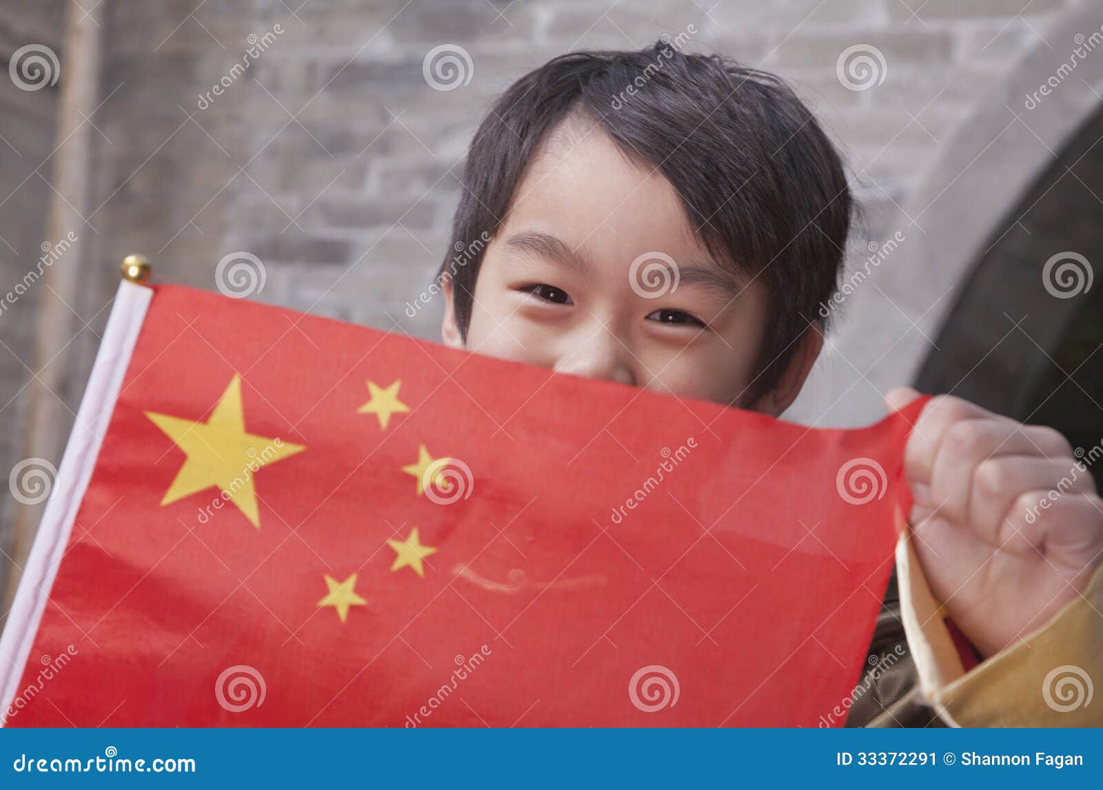 Child with Chinese Flag, Portrait Stock Image - Image of front, human ...