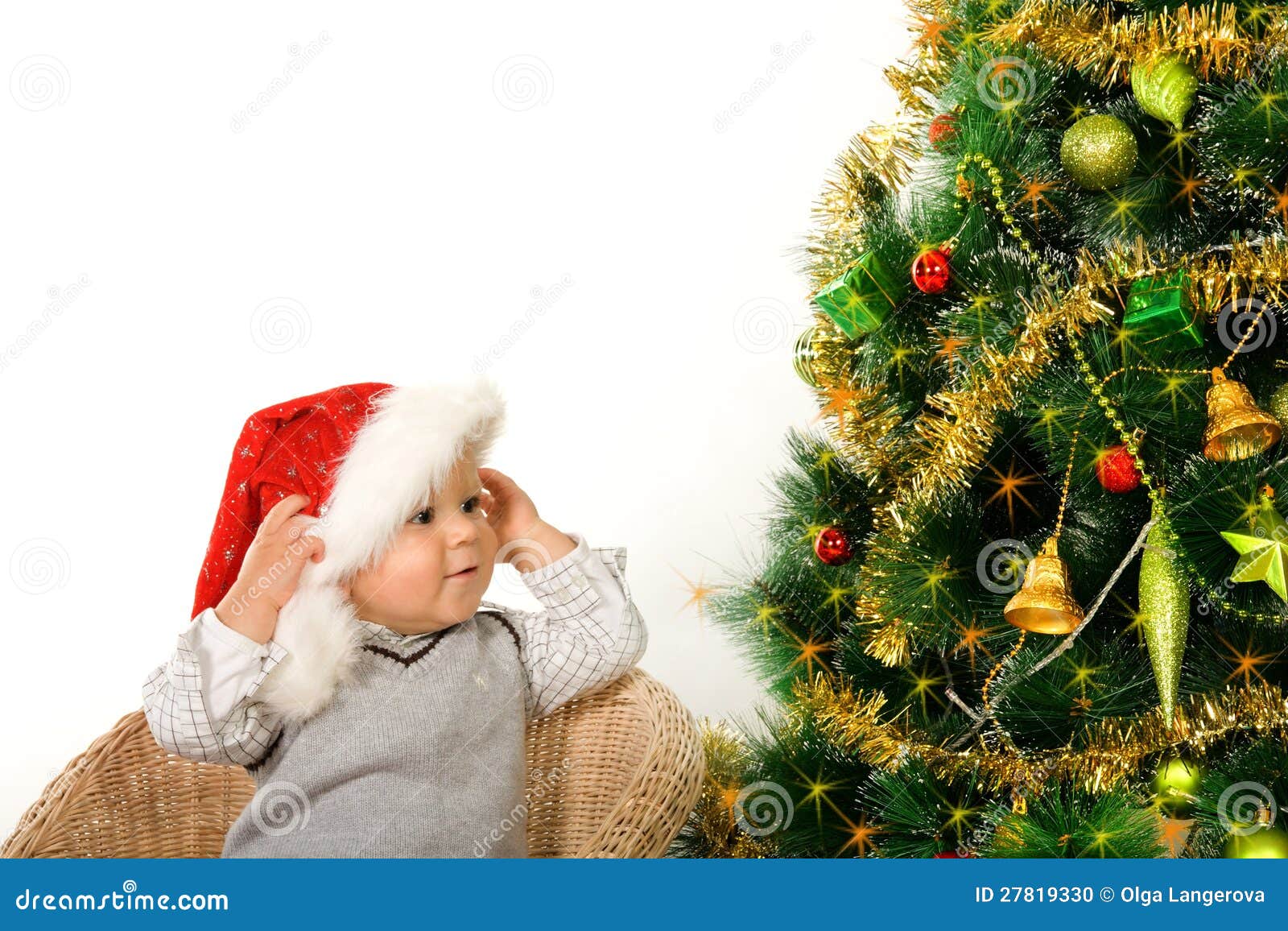 Child and christmas tree stock photo. Image of little - 27819330