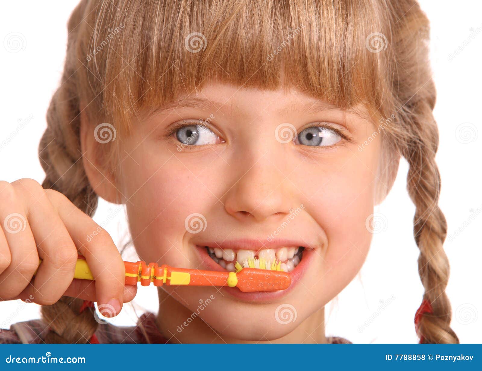Child Clean Brush One S Teeth. Stock Photo - Image of hygiene, hair ...