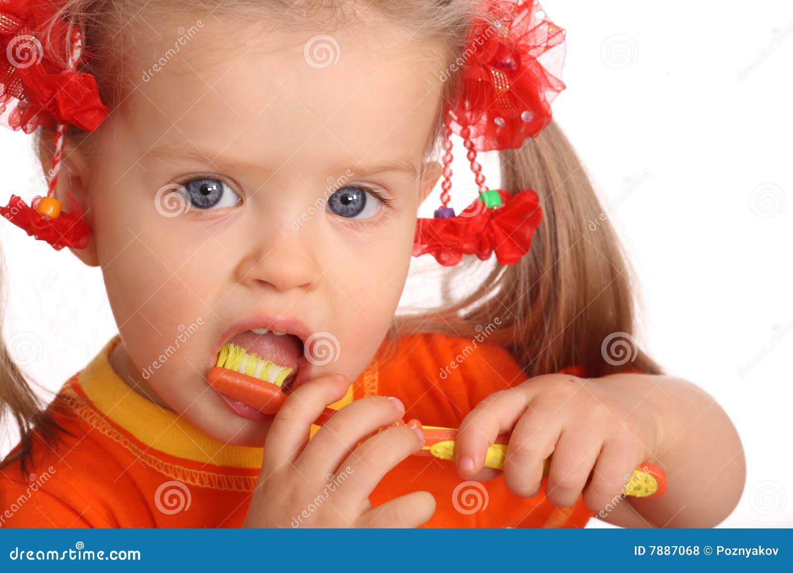 Child Clean Brush One S Teeth. Stock Photo - Image of life, hygiene ...