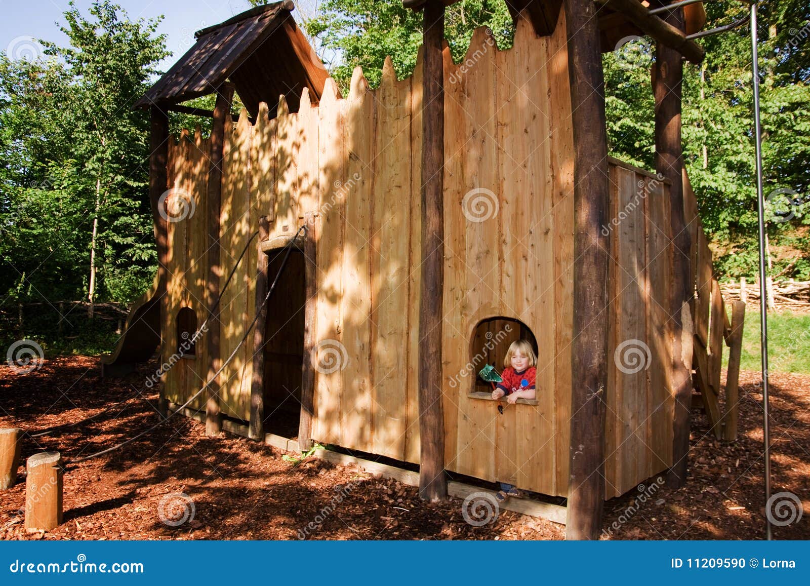 Child Climbing Frame Castle Playground Stock Photo - Image of climb ...